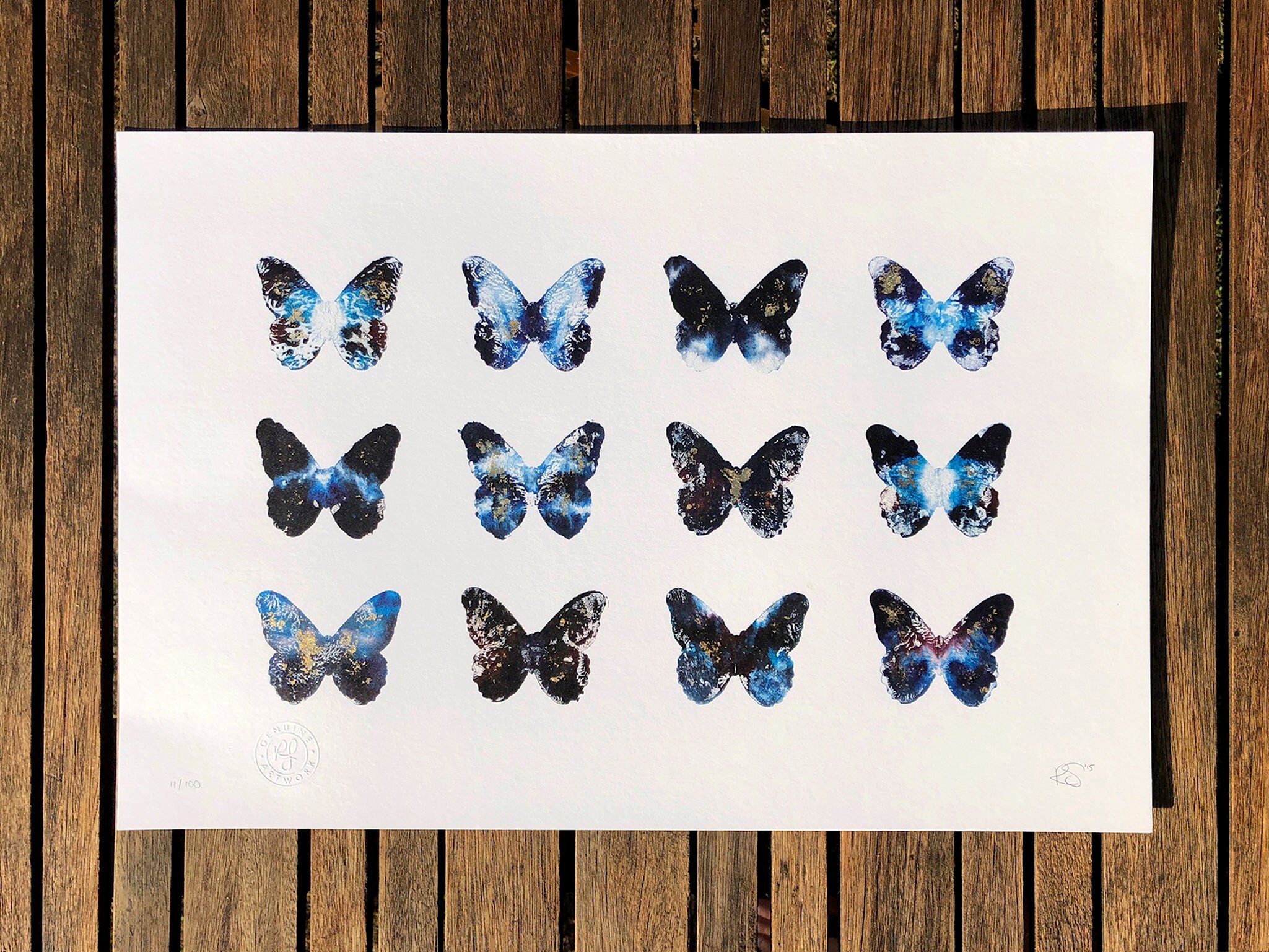 Small Blue Butterfly Print Lithograph Print Pattern Print - Etsy UK