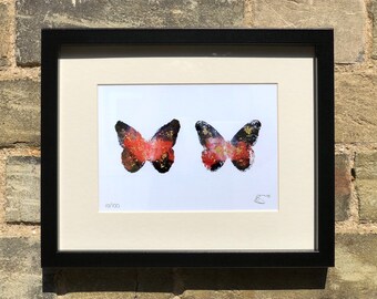 Framed Pink and Gold Butterfly Print Lithograph Print - Etsy