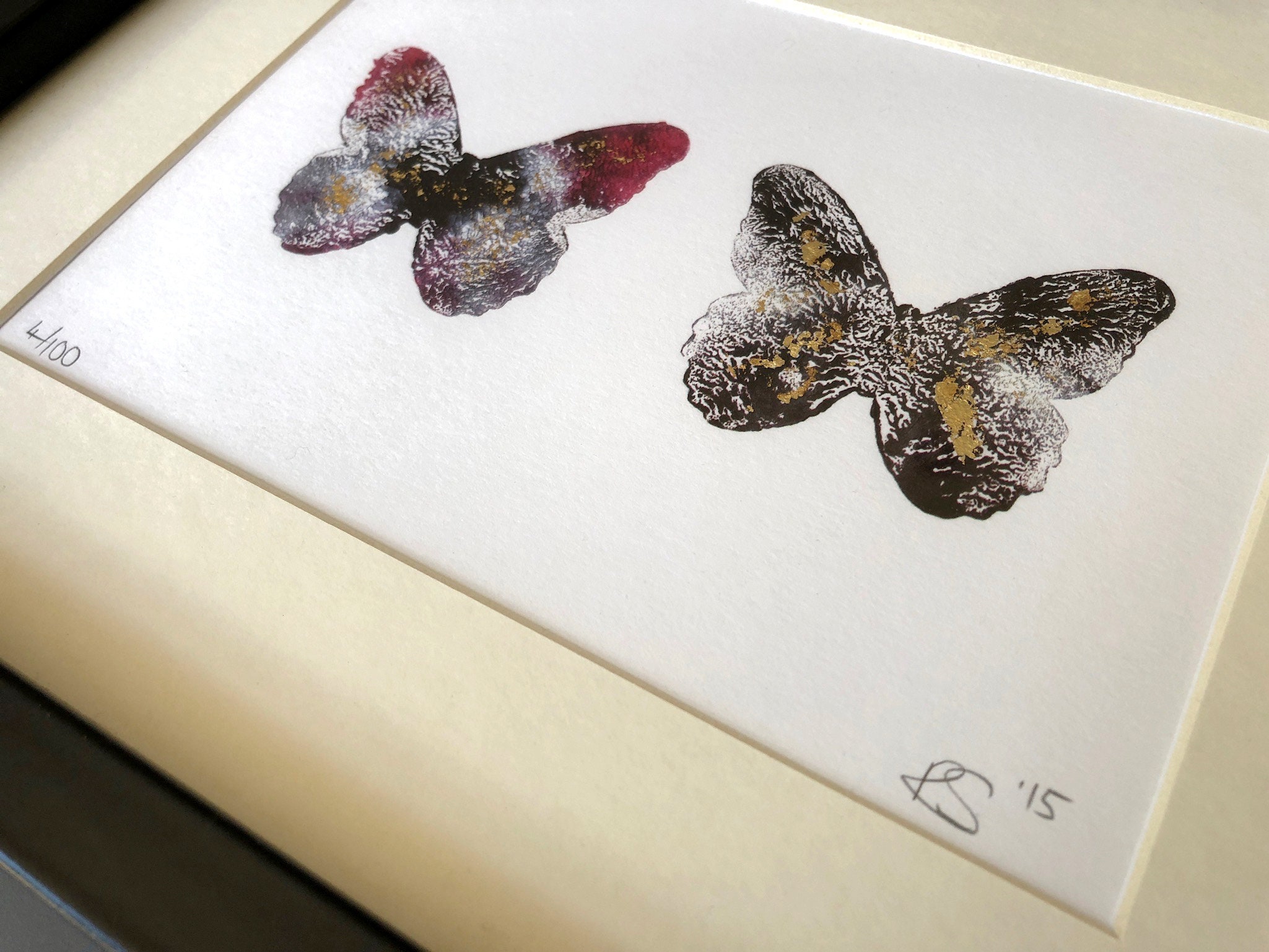 Framed Pink and Gold Butterfly Print Lithograph Print - Etsy
