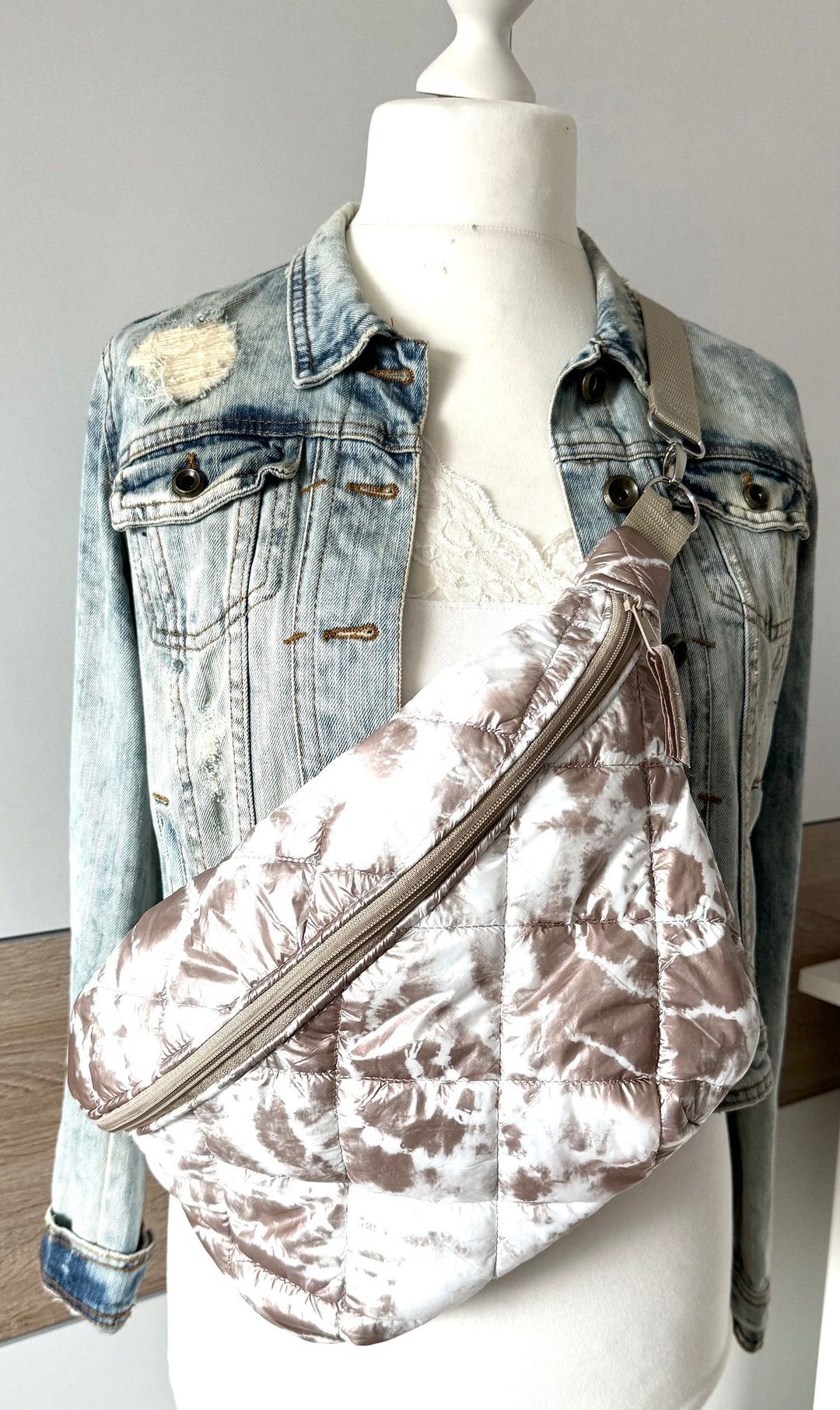 Bum Bag Crossover Bag XXL Quilted Fabric White Copper - Etsy