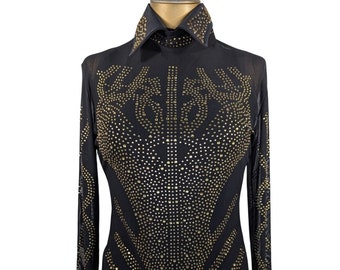 Black Aces Women's Western Show Shirt Horse Show Clothes Rhinestone ...