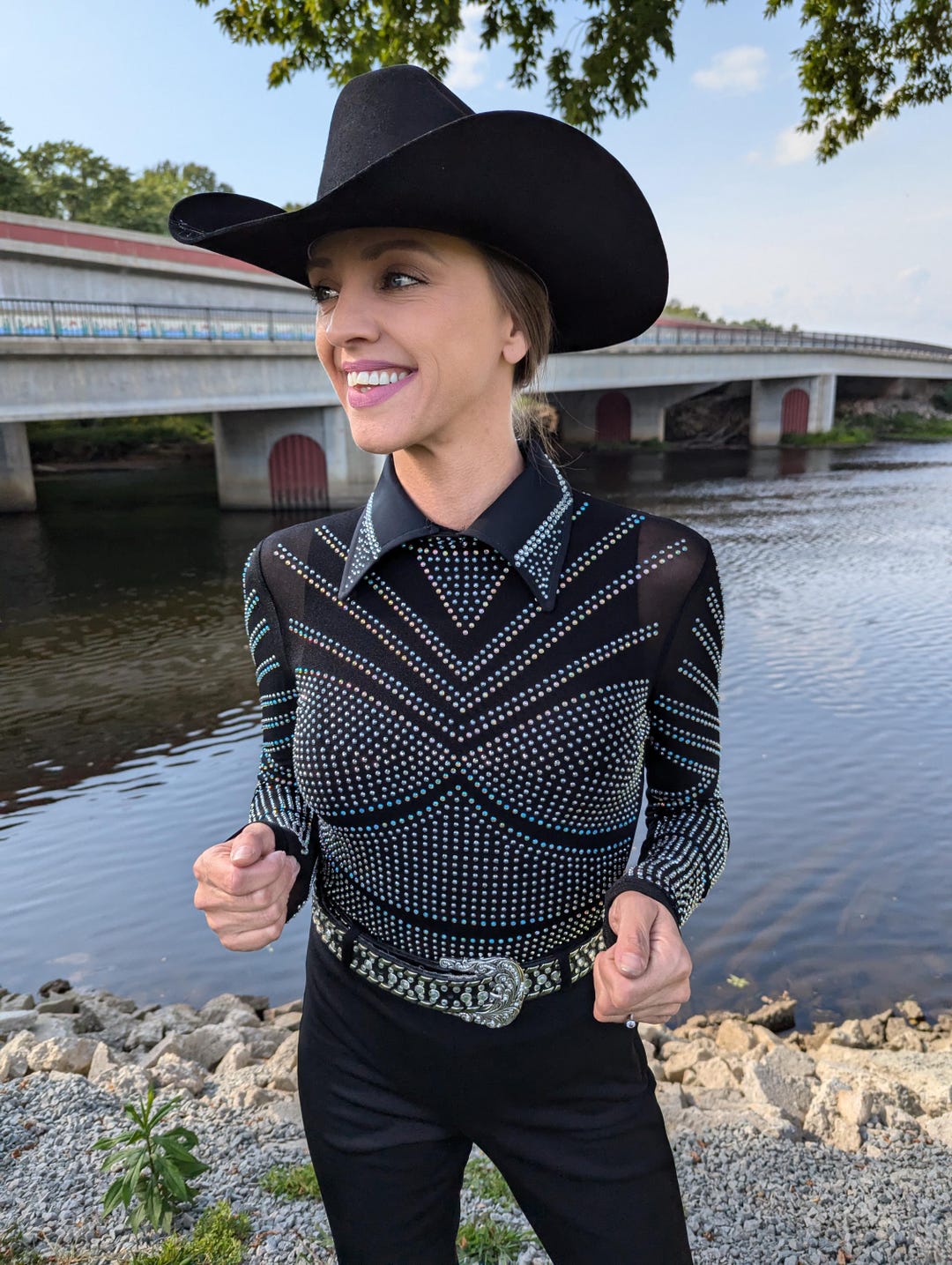 Black Eras Western Show Top - Women's Horse Show Shirt - Western Show ...