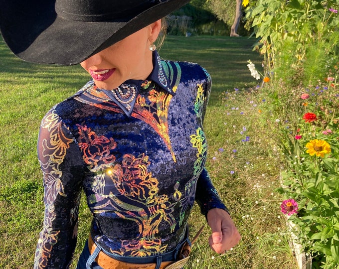 Navy Glam Sequin * Western Show Shirt - Etsy