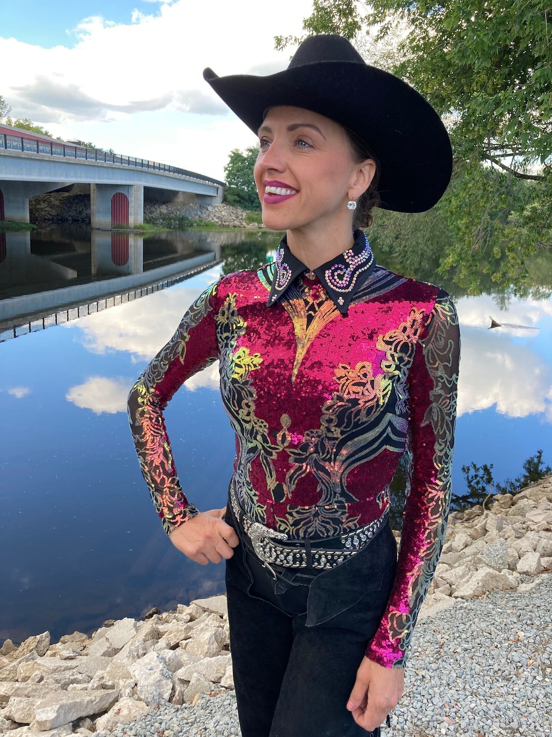 Berry Glam Sequin * Western Show Shirt - Etsy