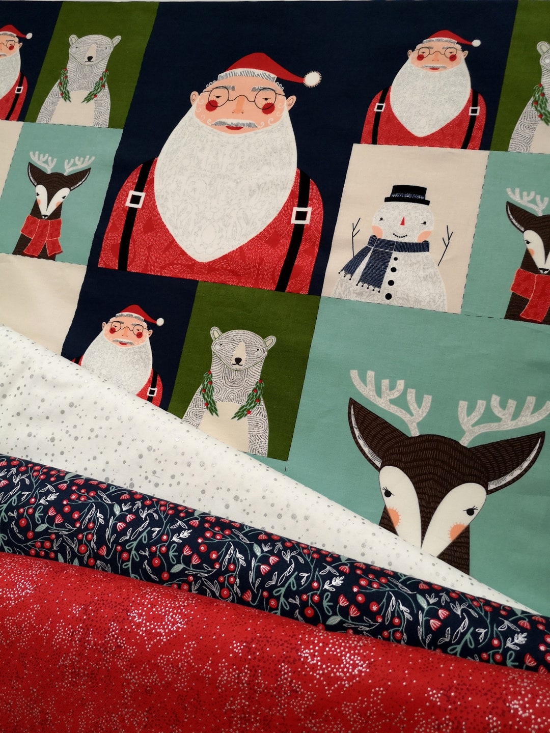 Stoffpaket I Aus Weihnachtsstoffen merrymaking Von Gingiber Aus Baumwolle Mit Silber Zum Nähen ...