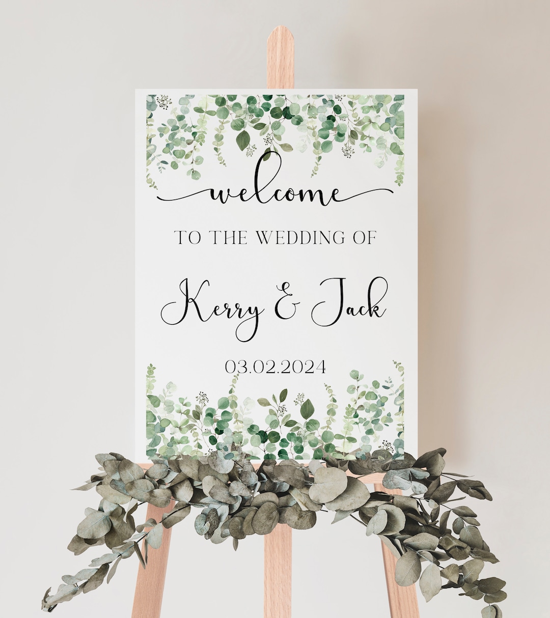 Personalized Wedding Welcome Sign: Green Eucalyptus Border, A3 - Etsy