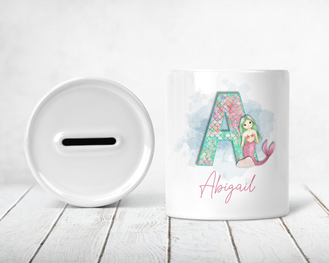 Personalised mermaid ceramic money pot/savings fund/ceramic pot/MERMAID ...