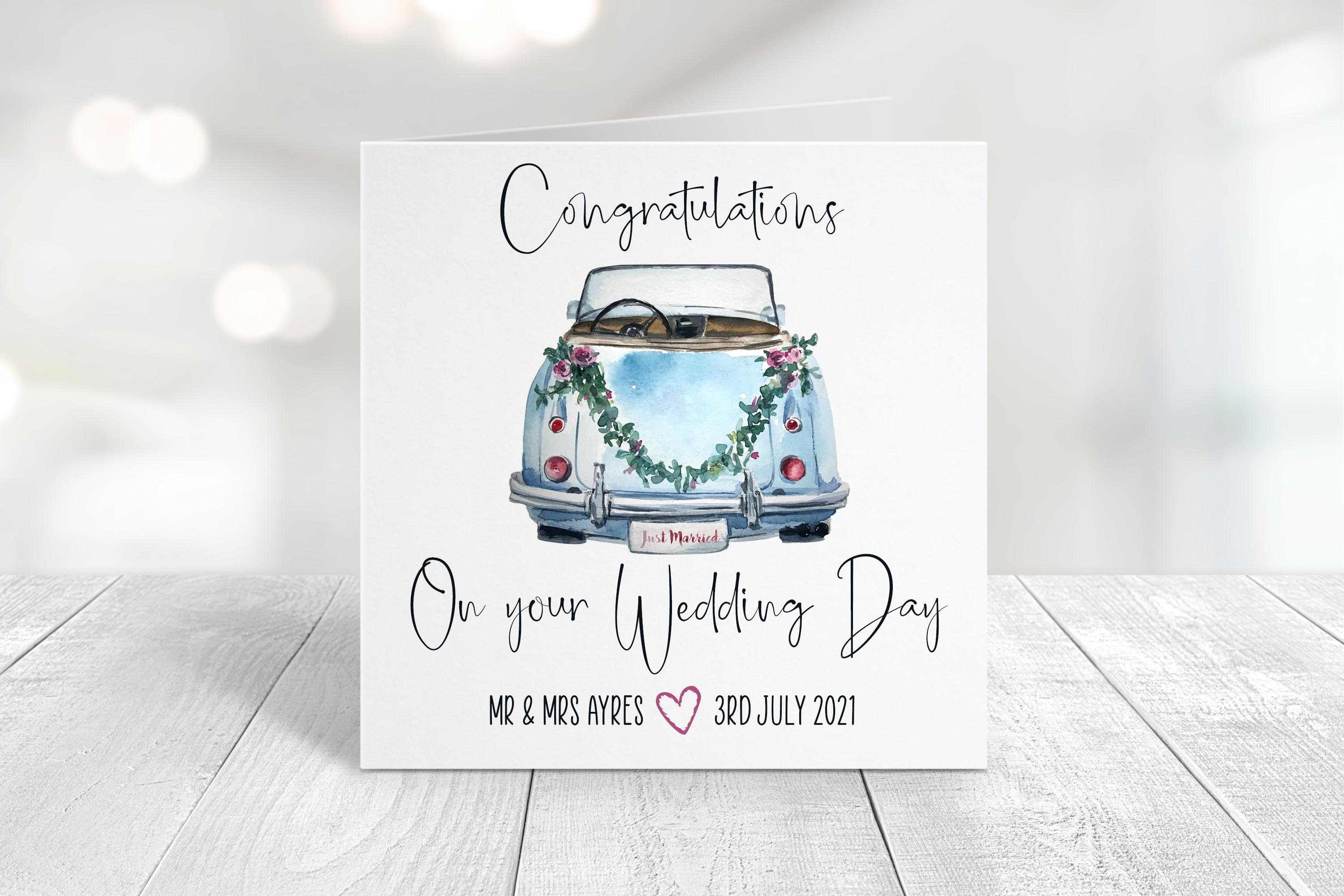 Personalised Wedding Day Card / Wedding Car /Just Married Card | Etsy