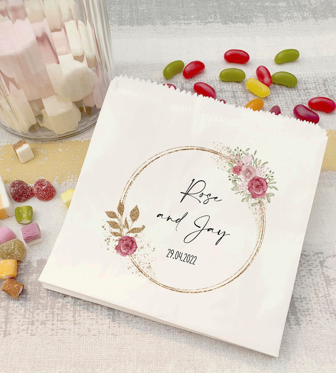 Personalised Wedding Sweet Bags/candy Cart Favour Bags/ Gold - Etsy