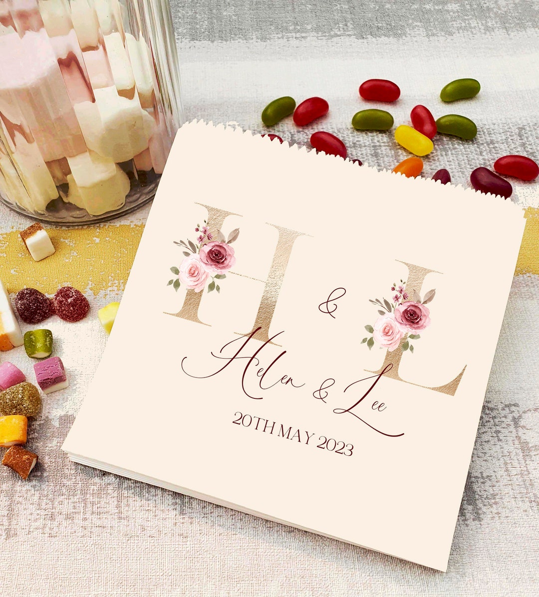 Personalised Wedding Sweet Bags/candy Cart Bags/sweet Favour Bags ...