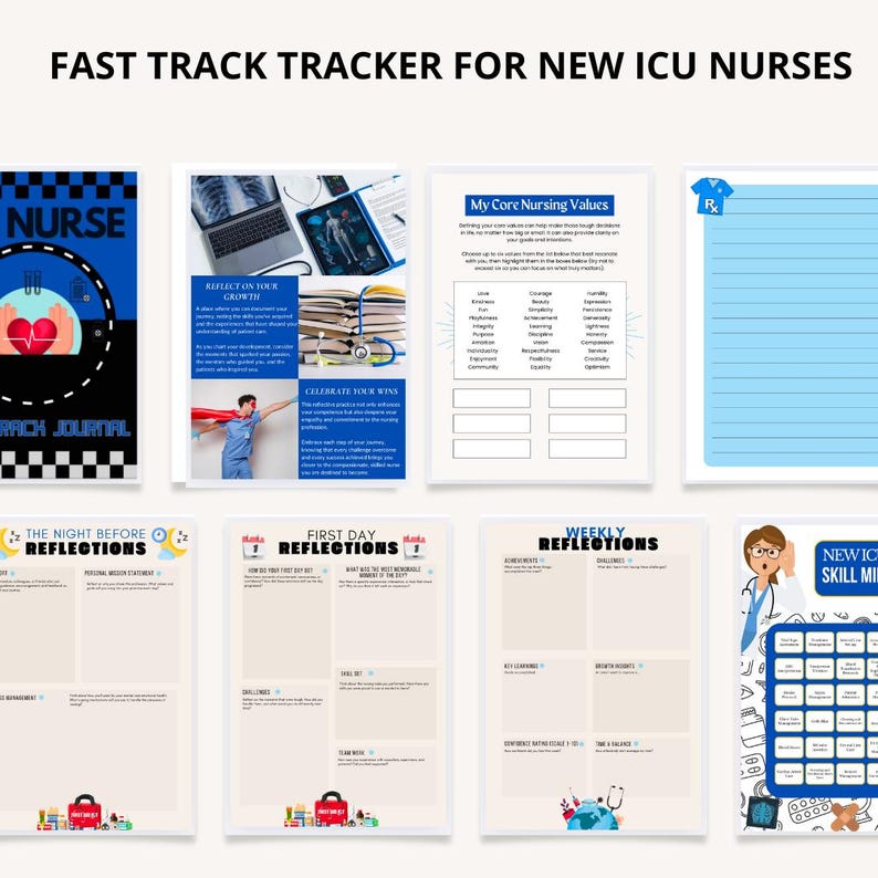 New ICU Nurse Tracker Journal | Printable ICU Shift Milestone Organizer ...