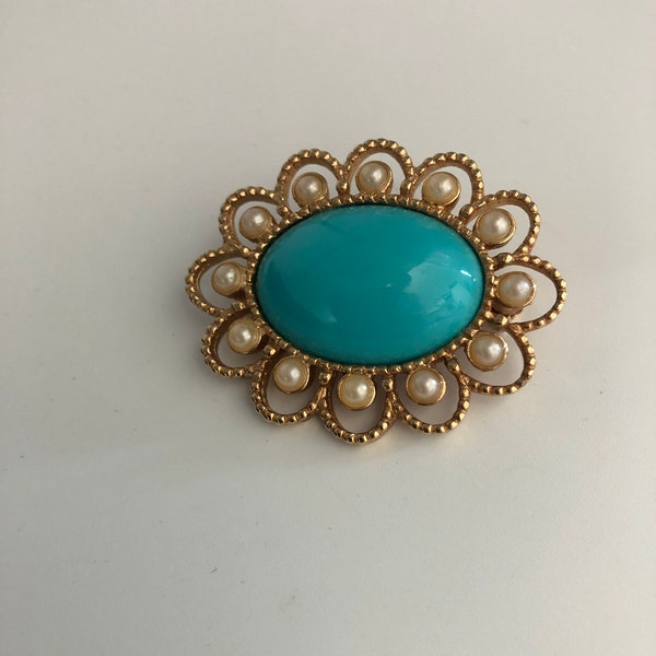 Turquoise Brooch - Etsy
