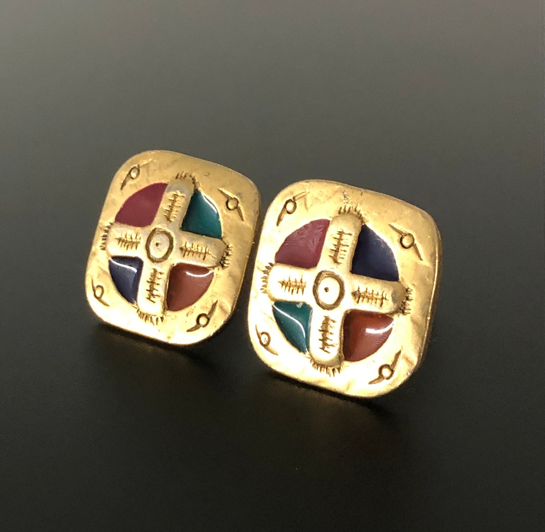 Etruscan Style Ear Clips Designer C. Stein Signed Beautiful Noble Matt ...