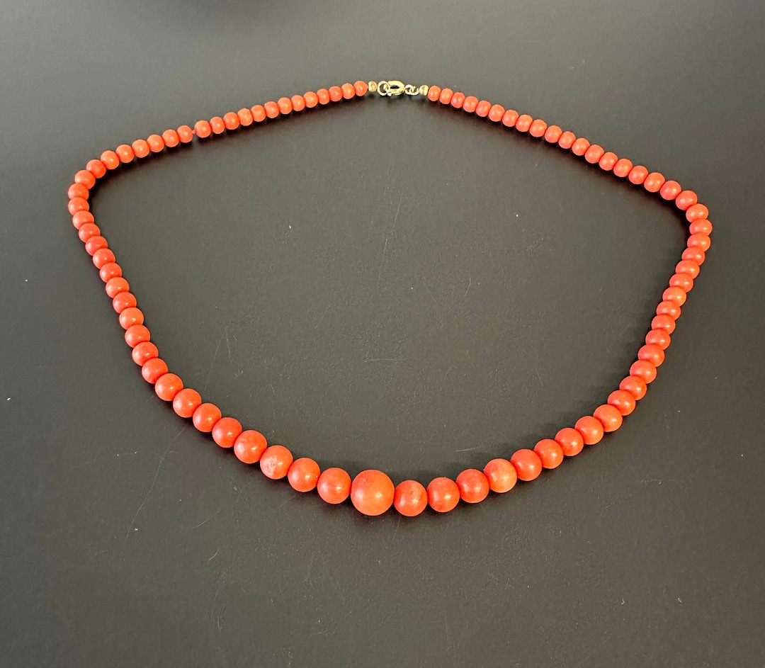 Collier de perles de corail véritable vintage des années 1930 belle ...
