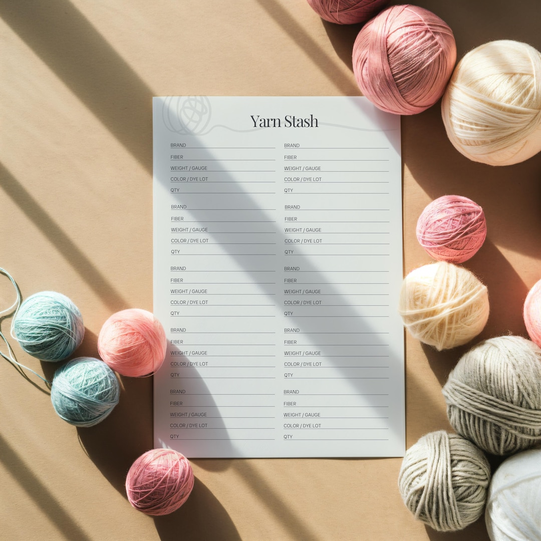 YARN STASH PLANNER Yarn Tracker Card Printable Yarn Organization Yarn ...