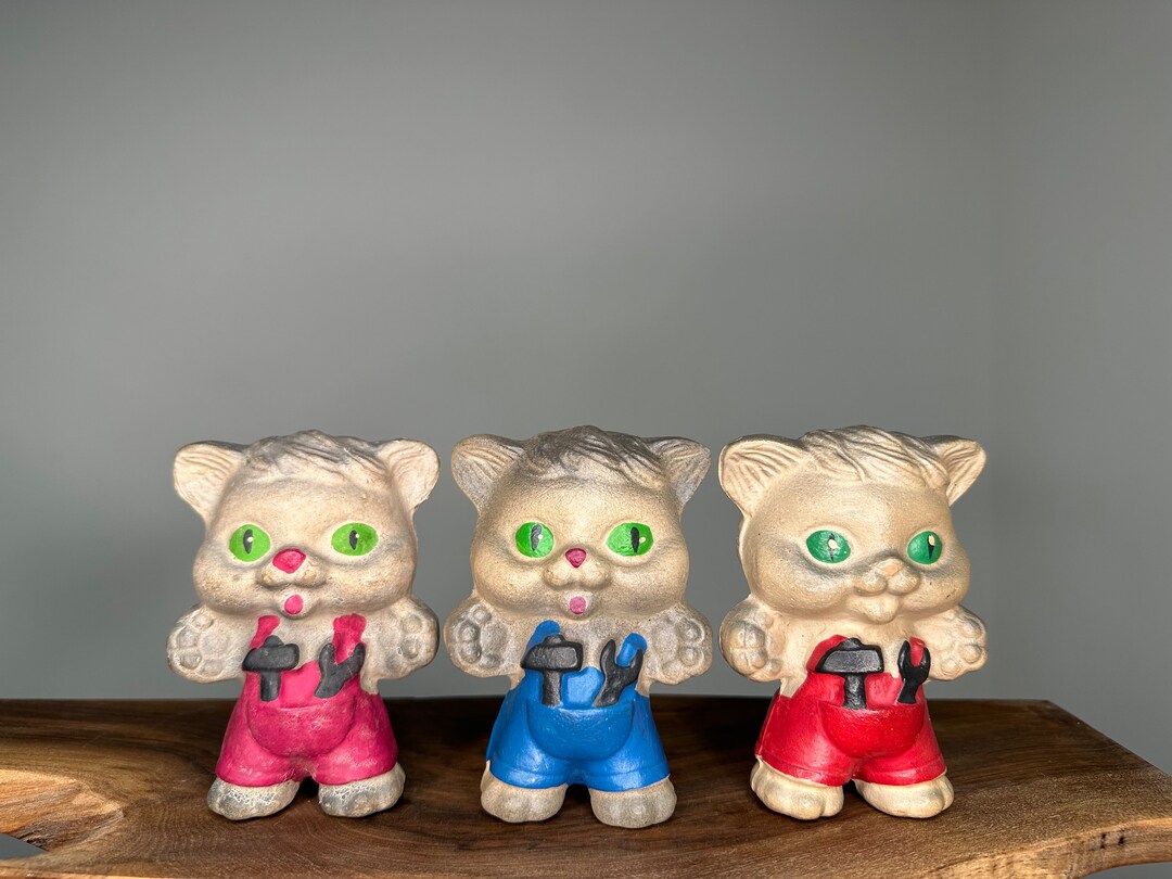 Soviet Trio of Rubber Toys Cats, Vintage Toy, USSR Toy, Locksmiths ...
