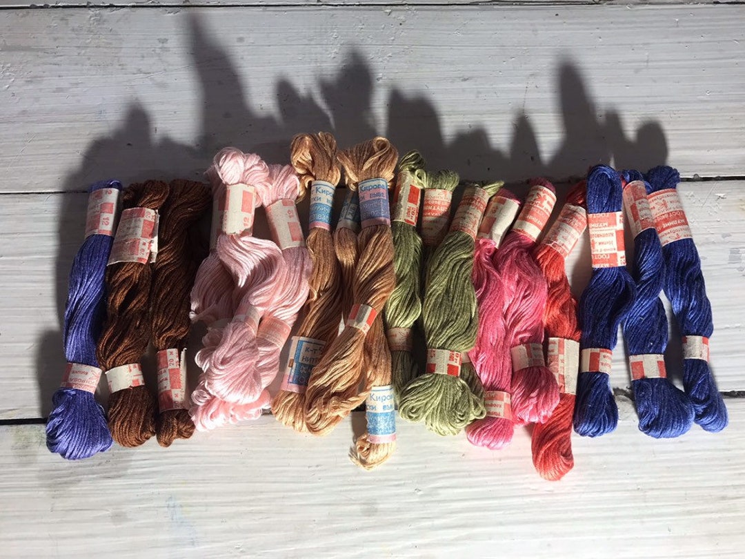 Set of 18 Vintage Soviet Floss, Vintage Mercerized Cotton, Strain Floss ...