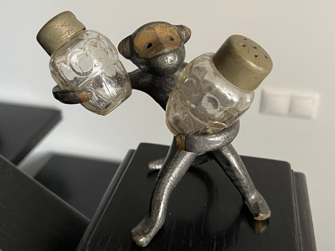 Soviet Set for Spices, Soviet Metal Figurine Monkey Saltcellar, Monkey ...