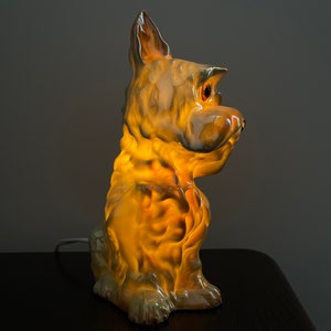 Art Deco Germany Ceramic Night Light Dog, Vintage Porcelain Lamp Puppy ...