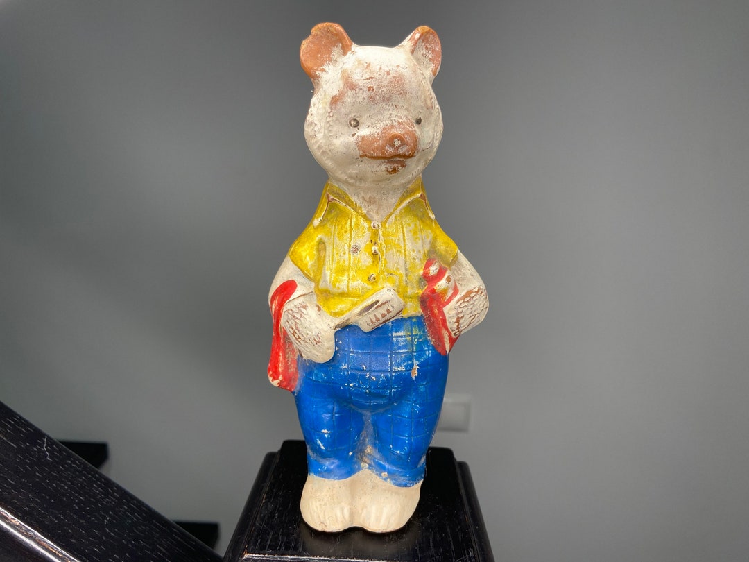 Unique Soviet Rubber Squeak Toy Bear, Vintage Bear Toy, Rubber Bear ...