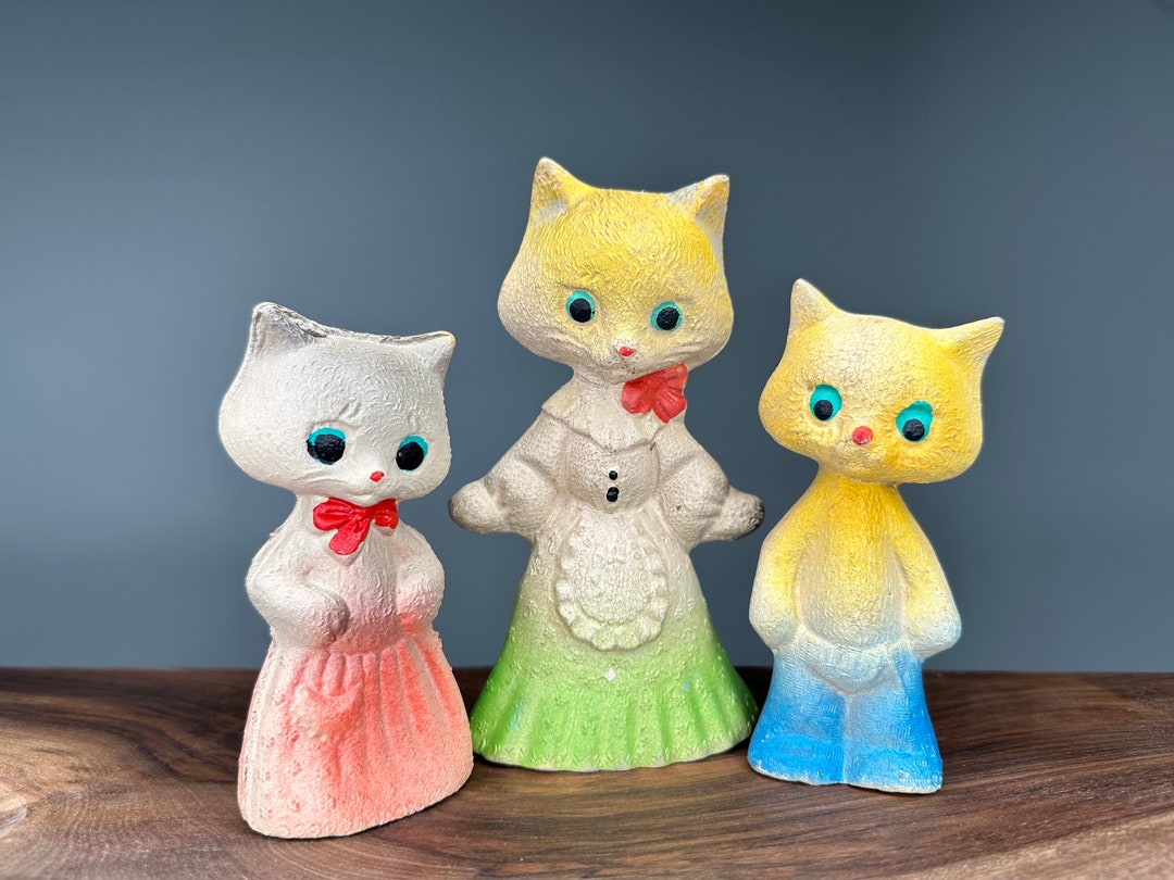 Set of 3 Soviet Toys Cats, Soviet Rubber Toy, Vintage Cat Toy, USSR Toy ...