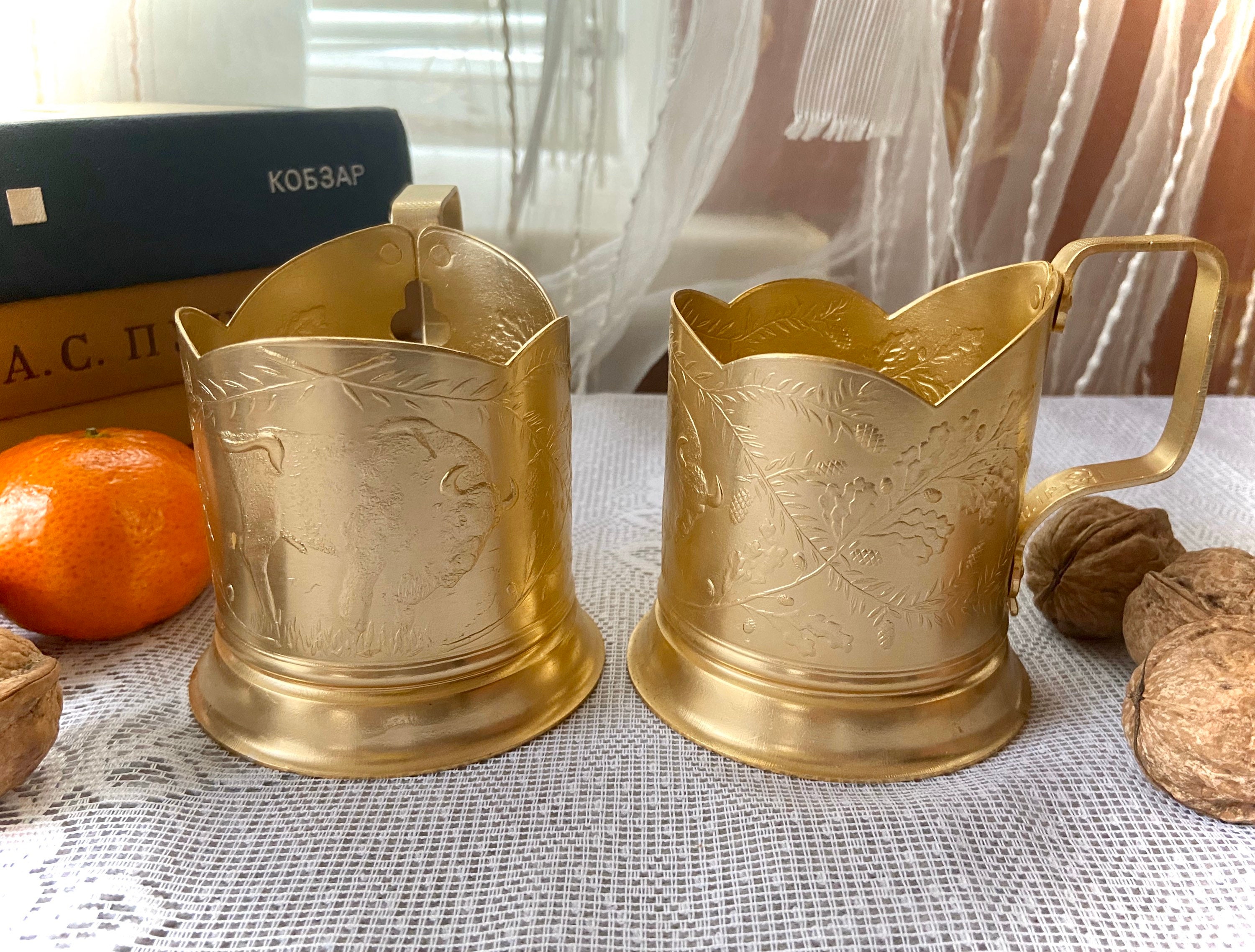 Set of 2 Soviet Bison Glass Holders Soviet Glass Holders - Etsy
