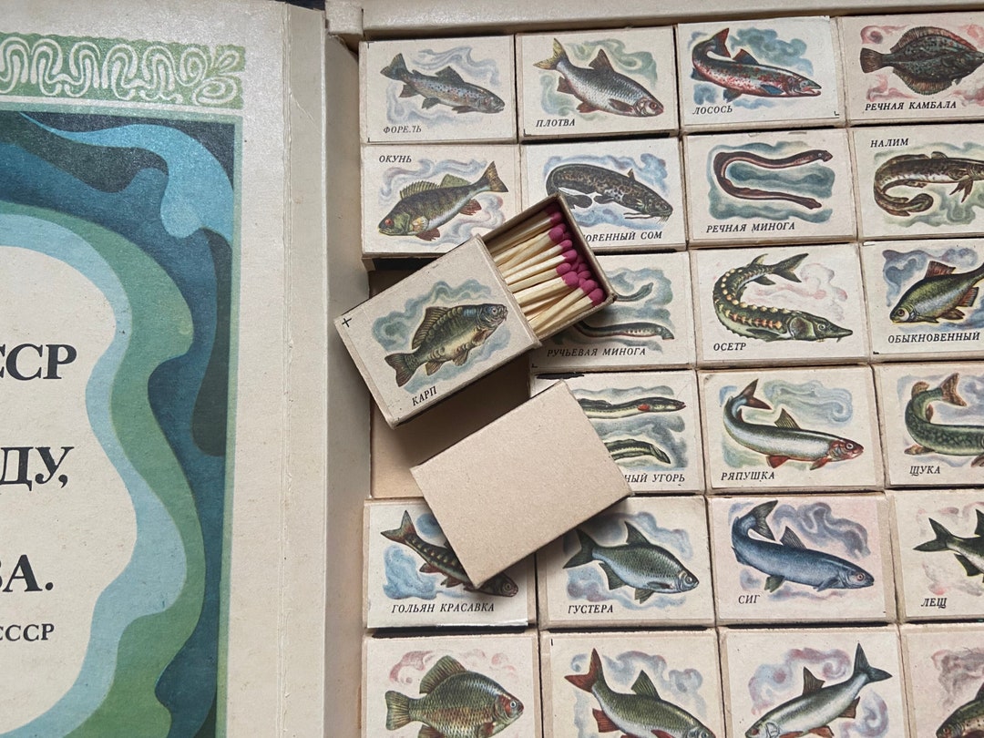 Soviet Big Set of 28 Boxes of Safety Matches Fish, Big Box Safety ...