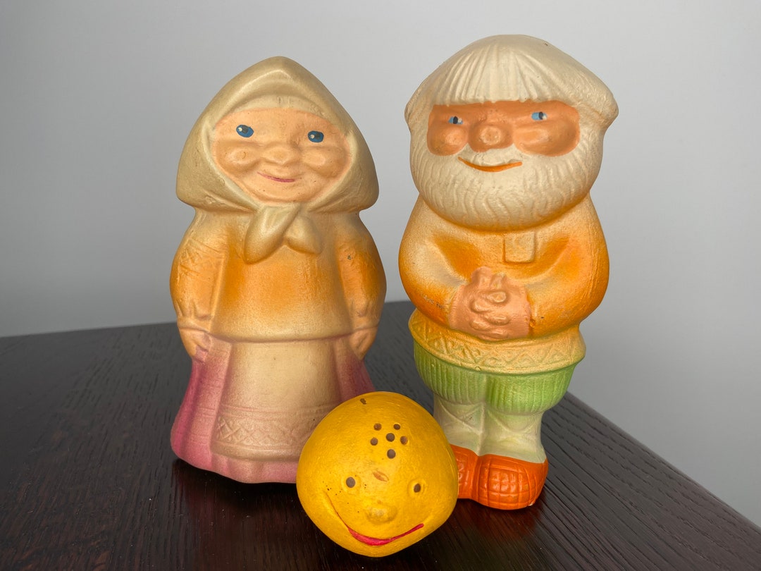 Soviet Rare Rubber Kolobok Toy, Soviet Rubber Grandfather Toy, Vintage ...