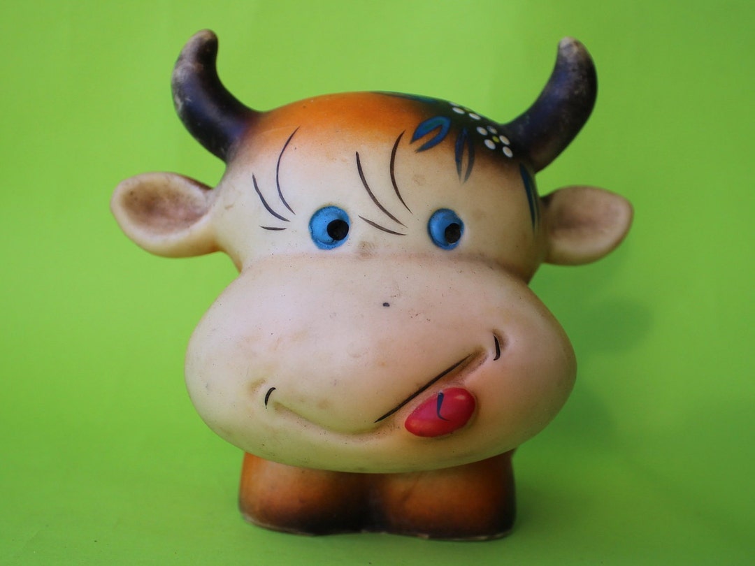 Soviet Rubber Toy, Vintage Toy, USSR Cow, Soviet Cow, Rubber Cow, Retro ...