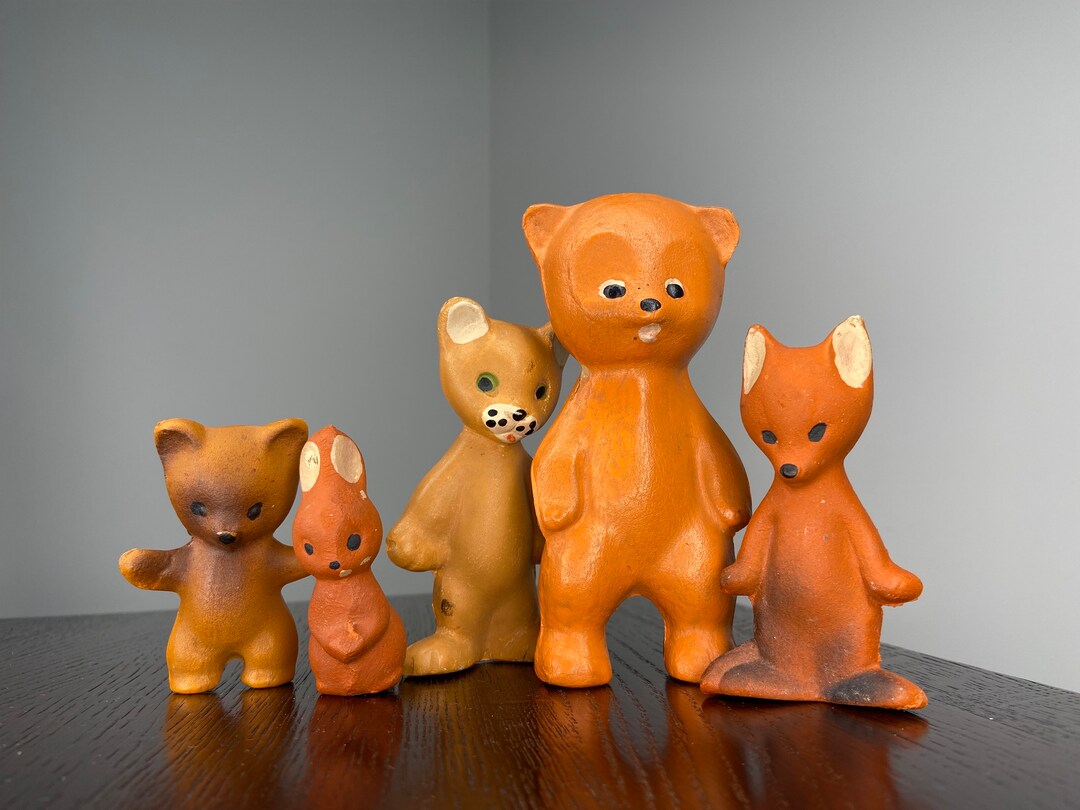 Soviet Red Triangle Quintet of Rubber Toys, Vintage Toy Lion, USSR ...