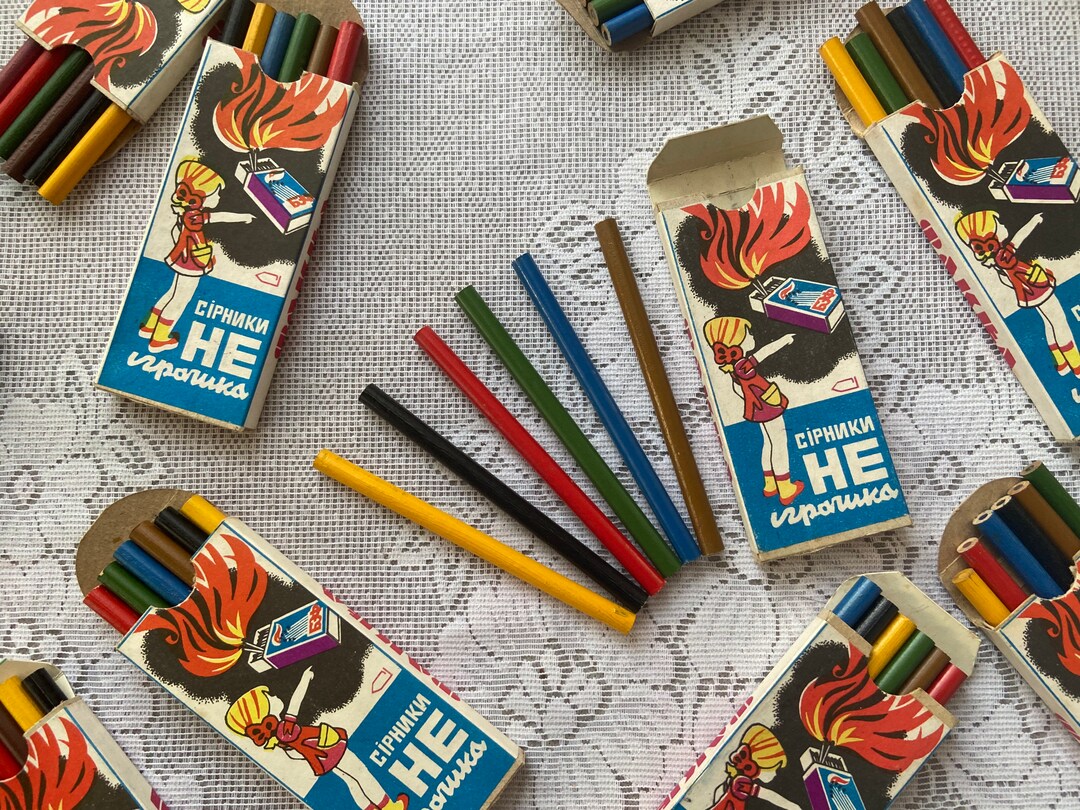 NOS 6 Soviet Color Pencils, Stationery Set, Vintage Soviet Graphite ...