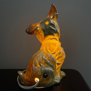 Art Deco Germany Ceramic Night Light Dog, Vintage Porcelain Lamp Puppy ...