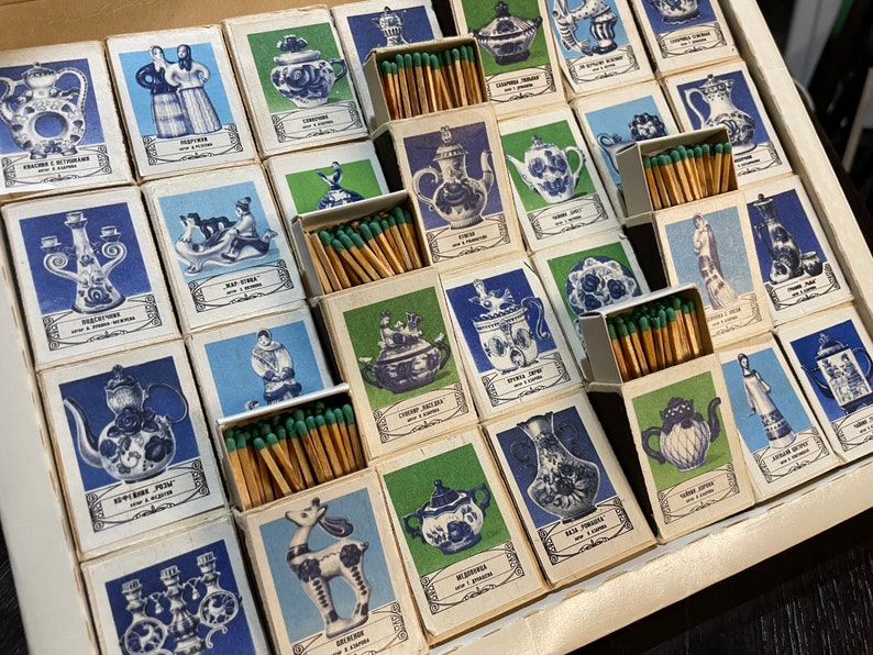 Soviet Big Set of 28 Boxes of Safety Matches Gzhel, Big Box Safety ...