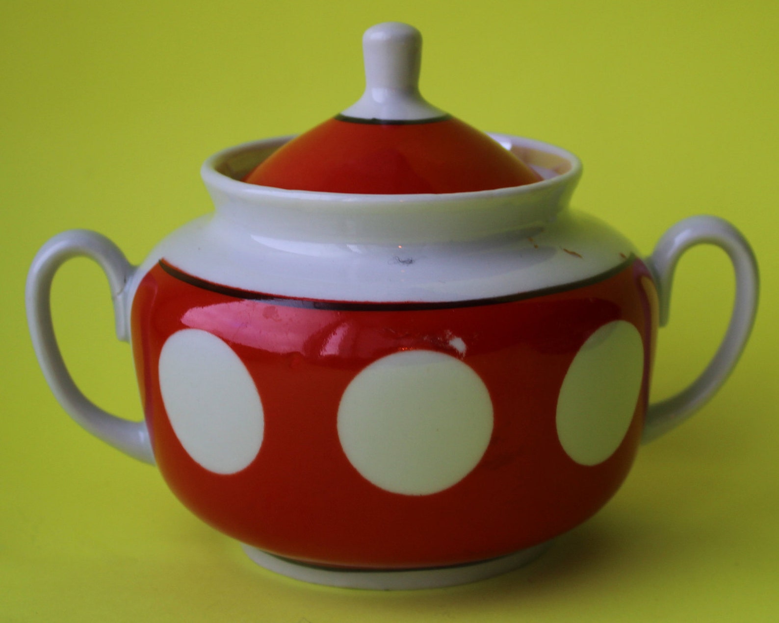Soviet Polka Dot Sugar Bowl, Dishes, Porcelain Soviet Sugar Bowl, Retro ...