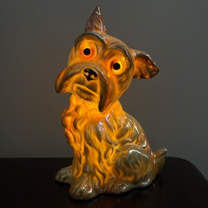 Art Deco Germany Ceramic Night Light Dog, Vintage Porcelain Lamp Puppy ...