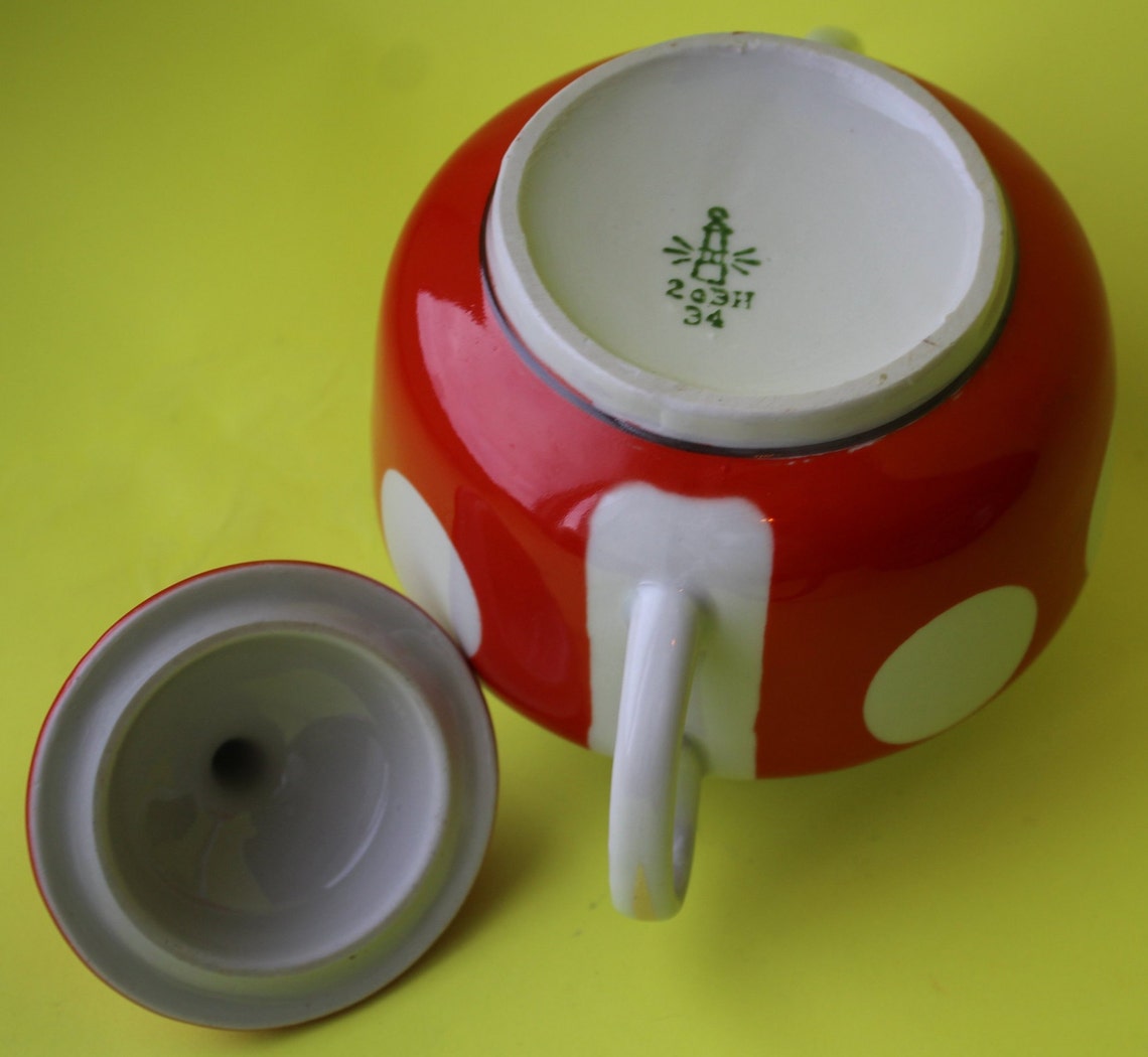 Soviet Polka Dot Sugar Bowl, Dishes, Porcelain Soviet Sugar Bowl, Retro ...