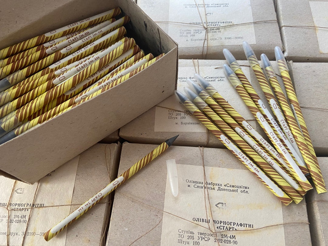 NOS 100 Soviet Pencils, Stationery Set, USSR, Vintage Soviet Graphite ...
