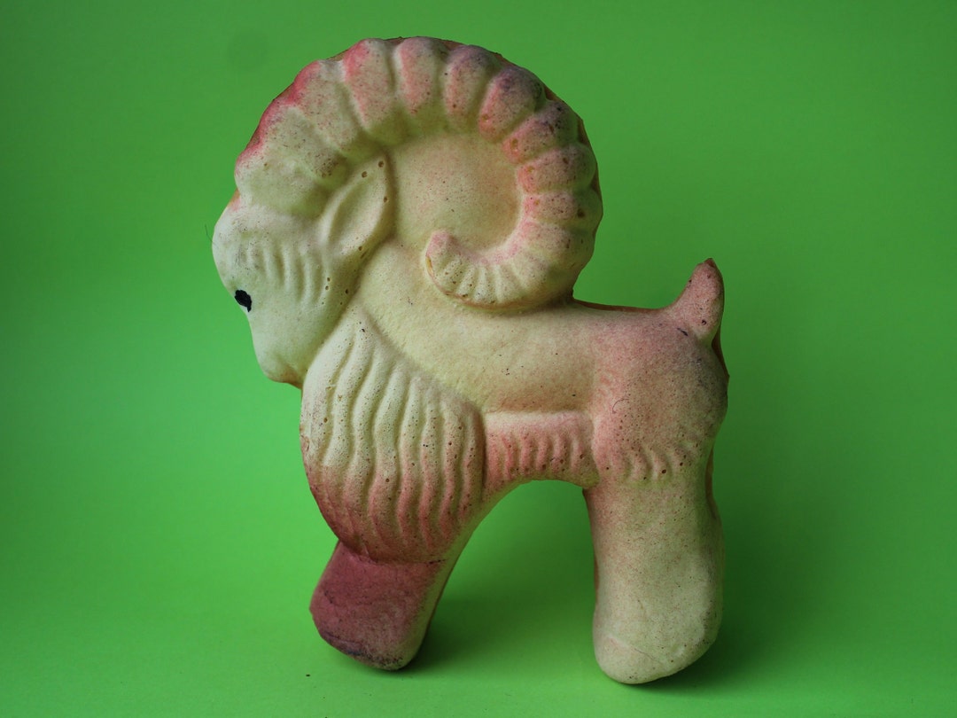 Soviet Flocked Ram Toy, Foam Rubber Toy Ram, Vintage Toy, USSR Toy ...
