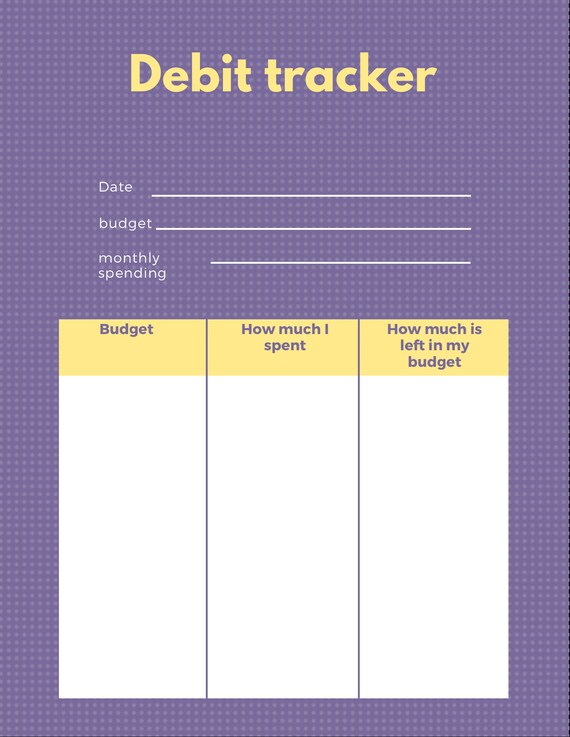 Debit Worksheet - Etsy