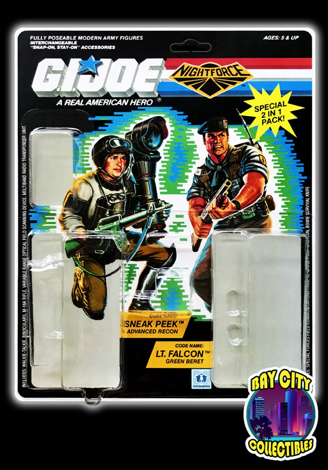 1988 GI JOE nightforce Sneak Peek / Falcon restoration Cardback Kit W ...