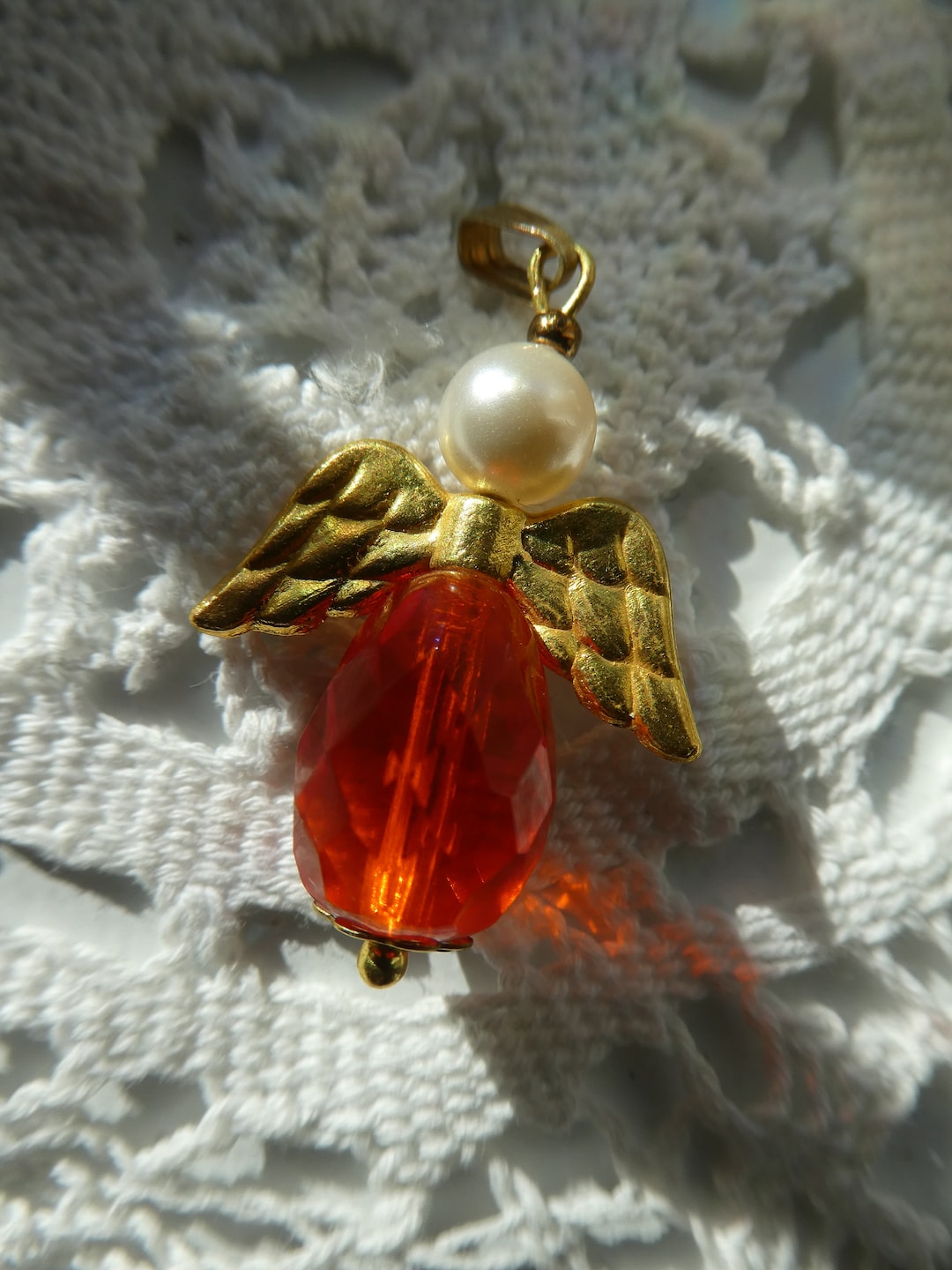 Pendentif chaîne Golden Guardian Angel, Ange de la Paix, Ange de Noël ...
