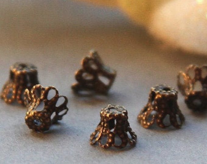Delicate Pearl Caps, 6 Mm, Bronze-colored, Vintage Style, Decorative ...