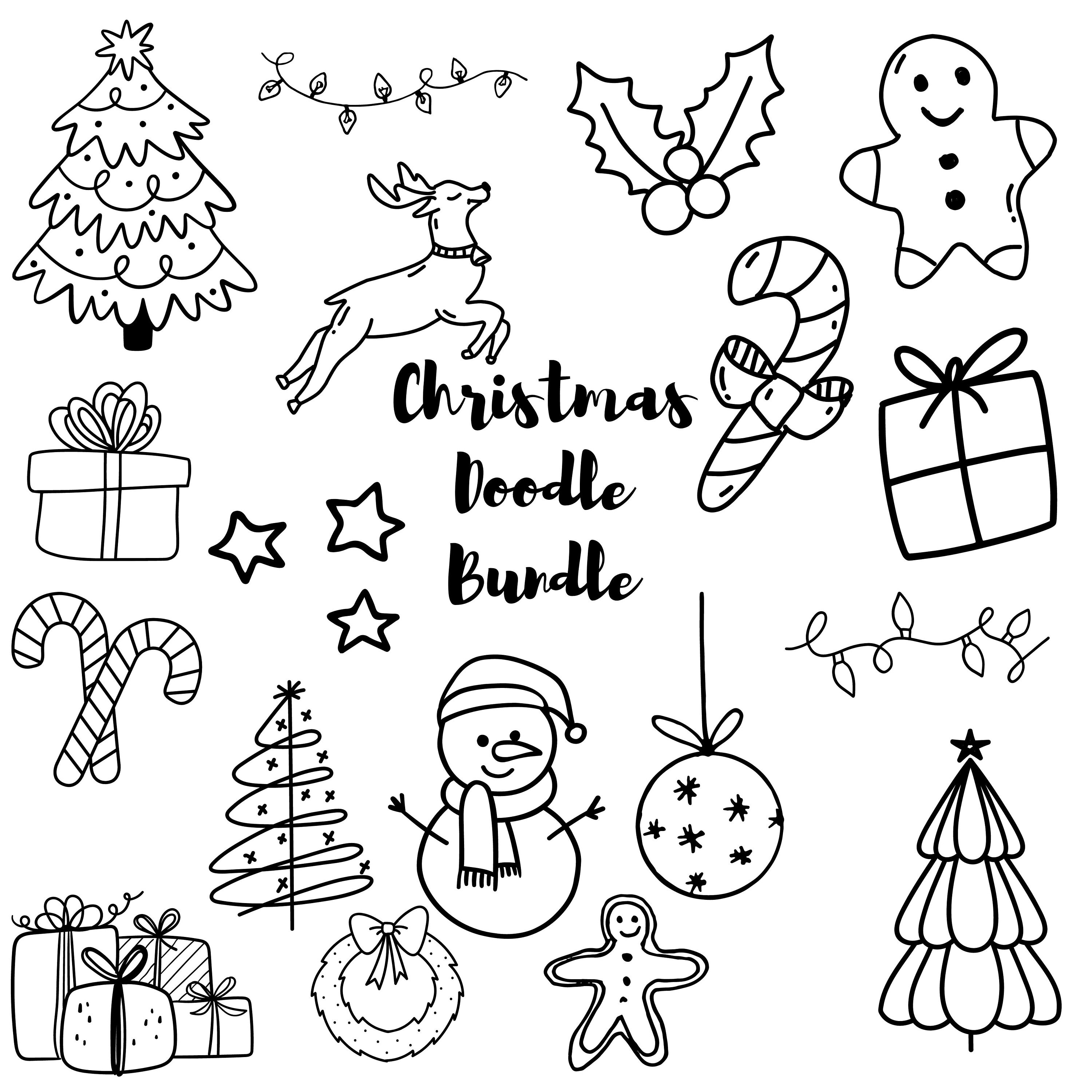 Christmas Doodle SVG File Bundle - Etsy