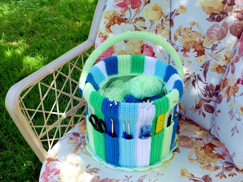Crochet Organizer Pattern – Bucket Tool Caddy Cover for Crochet Hooks ...