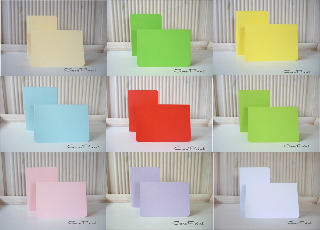 25 Double Cards A6 With Rounded Corners Color Choice - Etsy