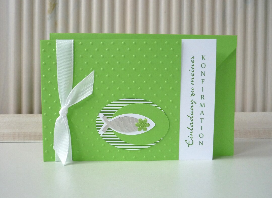 Green Confirmation Invitation Card With Envelope and Insert - Etsy