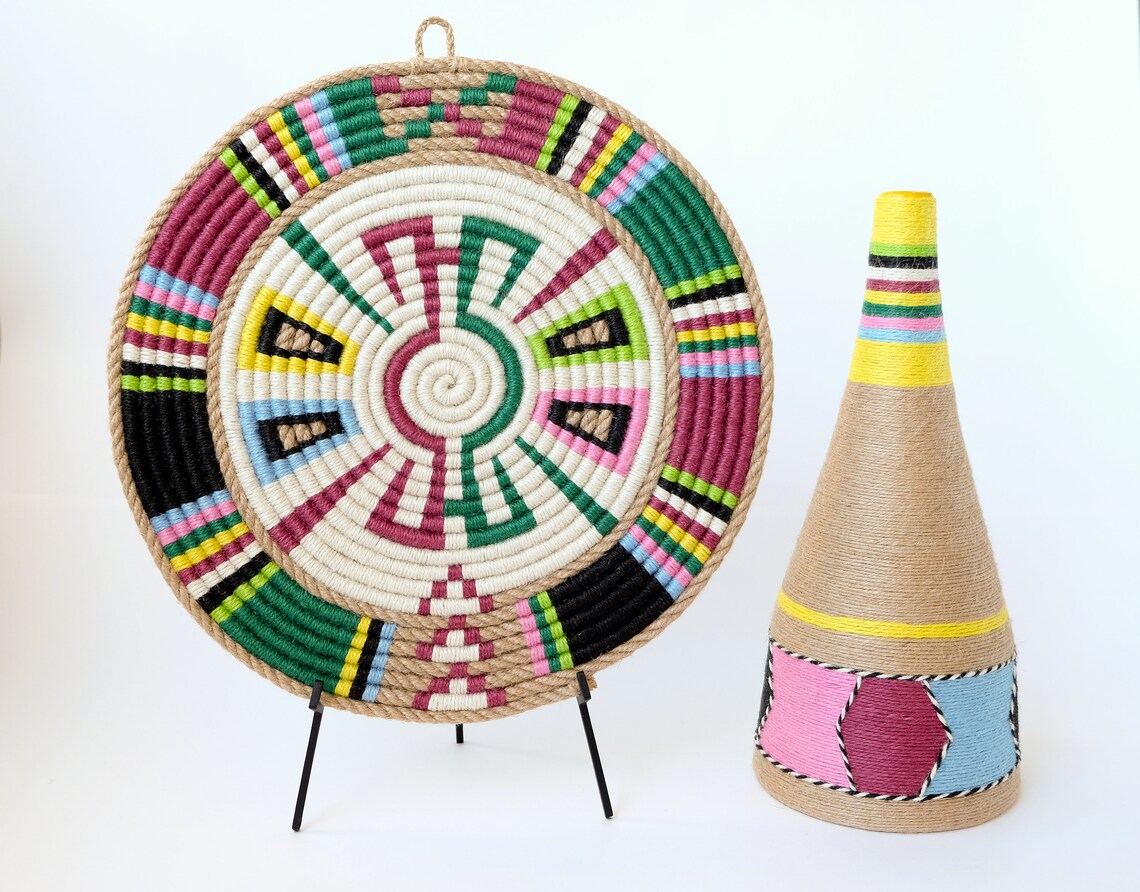 African wall hanging inspired by Ndebele art bright wall | Etsy