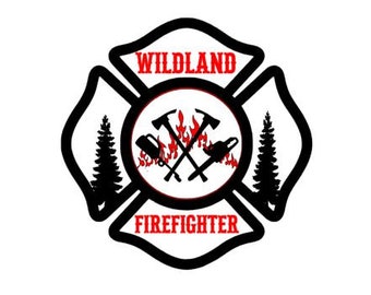 Wildland Fire Fighter, Maltese Cross, Fire Rescue. Reflective or Matte ...