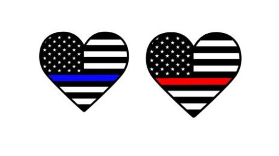 Heart Decal thin blue line thin red line | Etsy