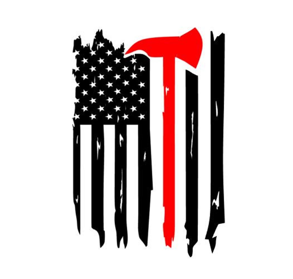 Distressed Firefighter Flag *thin Red Line* - Etsy